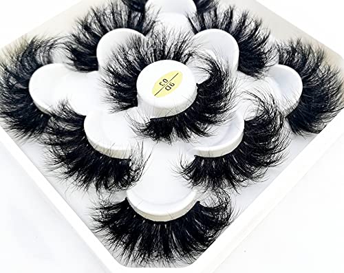 HBZGTLAD new 5 Pairs 25 mm 3d Mink Lashes Bulk Faux with Custom Natural Mink Lashes Pack Short Wholesales False Eyelashes (9D-03)