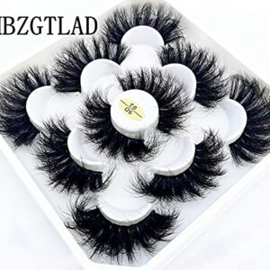 HBZGTLAD new 5 Pairs 25 mm 3d Mink Lashes Bulk Faux with Custom Natural Mink Lashes Pack Short Wholesales False Eyelashes (9D-03)