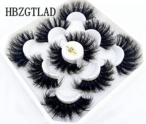 HBZGTLAD new 5 Pairs 25 mm 3d Mink Lashes Bulk Faux with Custom Natural Mink Lashes Pack Short Wholesales False Eyelashes (9D-03)