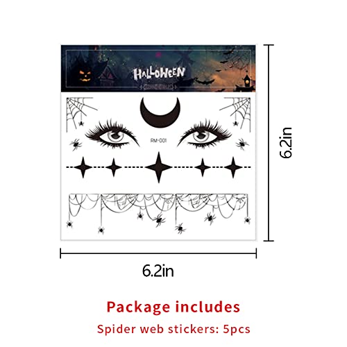 Halloween 4Sheet Spider net Temporary tattoo, Day of the Dead Make Up Supplies, Halloween Party Cosplay Favor Decorations for Adult Kids