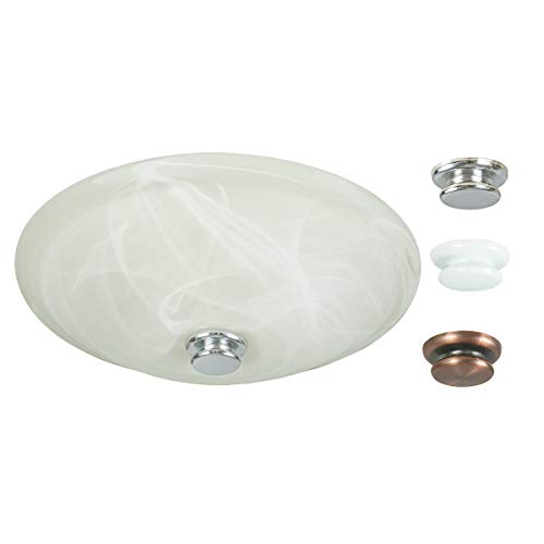 Hunter 80200az Boswell Decorative Bathroom Ventilation Fan with Light and 3 Interchangeable Finials Included (Chrome, White, and Oil-Rubbed Bronze), Swirled Marble Glass, 70 CFM