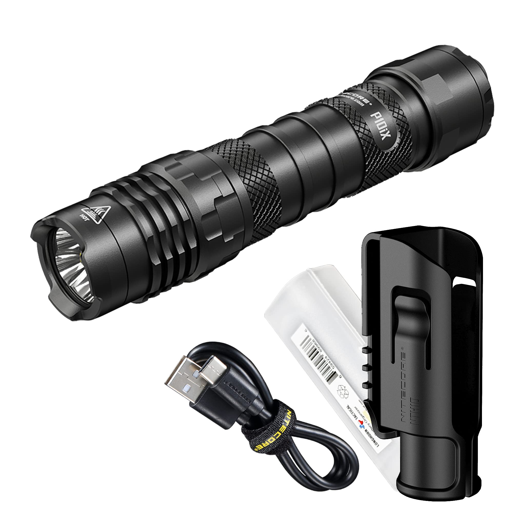 Nitecore P10iX Tactical Flashlight Floodlight, 4000 Lumen LED USB-C Rechargeable Super Bright Compact with LumenTac Organizer