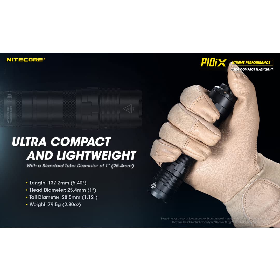 Nitecore P10iX Tactical Flashlight Floodlight, 4000 Lumen LED USB-C Rechargeable Super Bright Compact with LumenTac Organizer