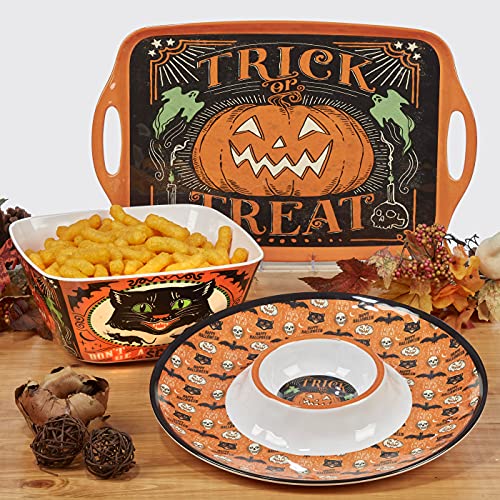 Certified International Scaredy Cat 6" Canape/Luncheon Plates, Assorted Designs, Multicolor, Medium, Set of 4