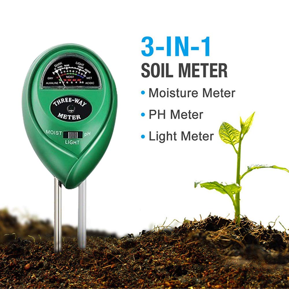 EPOL Soil Moister Meter, 3 in 1 Soil pH Meter, Water Meter and Sunlight Meter, Soil Test Kit for Garden, Farm, House,Lawn, Indoor, Outdoor, Hydrometer for Plants, Green, 2.4x10.2x1.6 in