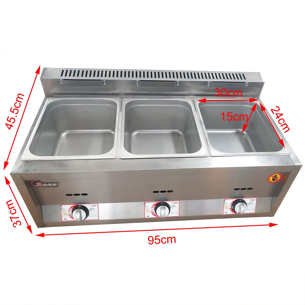 Fetcoi LPG Gas Deep Fryer, Propane LPG Stainless Steel Commercial Countertop Deep Fryer Machine for French Fries Restaurant Home Kitchen, 3 x 6L