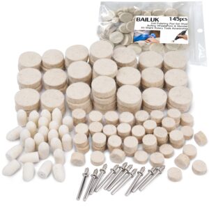 felt polishing buffing wheel 145pcs wool felt polishing pad wheel professional accessories, point & mandrel 1/8" shank kit for dremel rotary tools