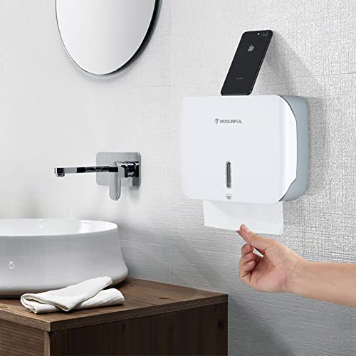 modunful Paper Towel Dispenser Wall Mount, Multi-Fold Commercial Paper Towel Dispenser for Bathroom, Office, Kitchen, Restaurant, No Hole Installation