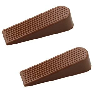 2 pieces door stop rubber door stopper door stop wedge non scratching door holder, brown