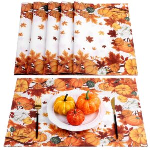 ruisita 6 pieces fall autumn placemats 18 x 13 inch thanksgiving placemats table mats maple leaves pumpkin placemat for kitchen decoration for thanksgiving parties decoration