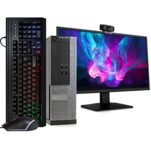 dell optiplex 7020 desktop computer pc, 3.20 ghz intel i5 quad core gen 2, 8gb ddr3 ram, 2tb hdd storage, windows 10 home, 20-inch lcd monitor, 1080p webcam, rgb keyboard and mouse, (renewed)