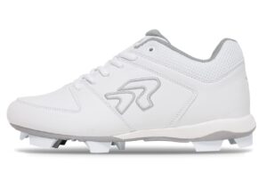 ringor - women's flite molded softball cleats (8.0 - white/silver)