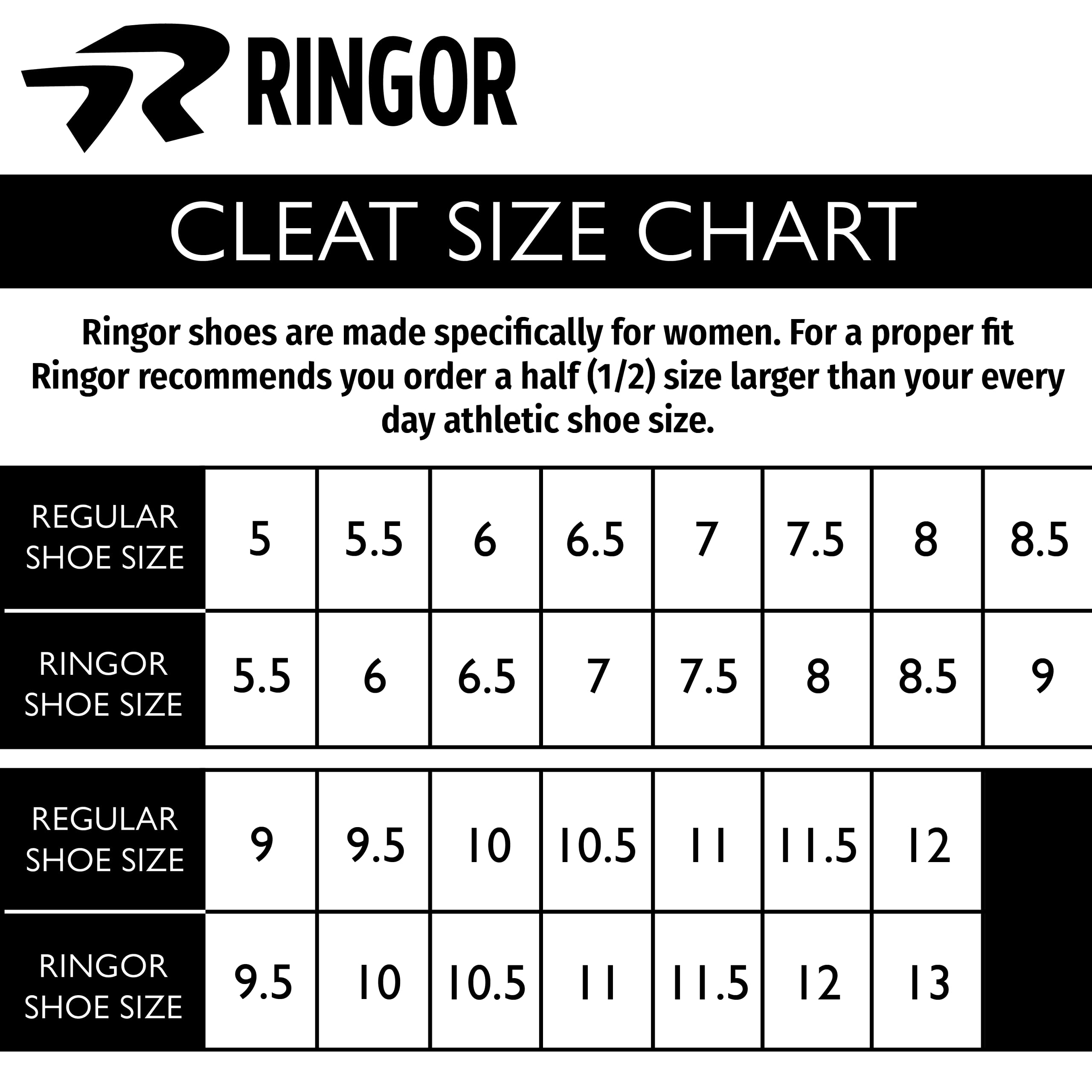 Ringor - Women's Flite Molded Softball Cleats (8.0 - White/Silver)