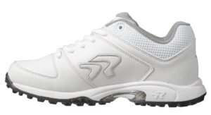 ringor - women's flite turf softball shoe (8.0 - white/silver)