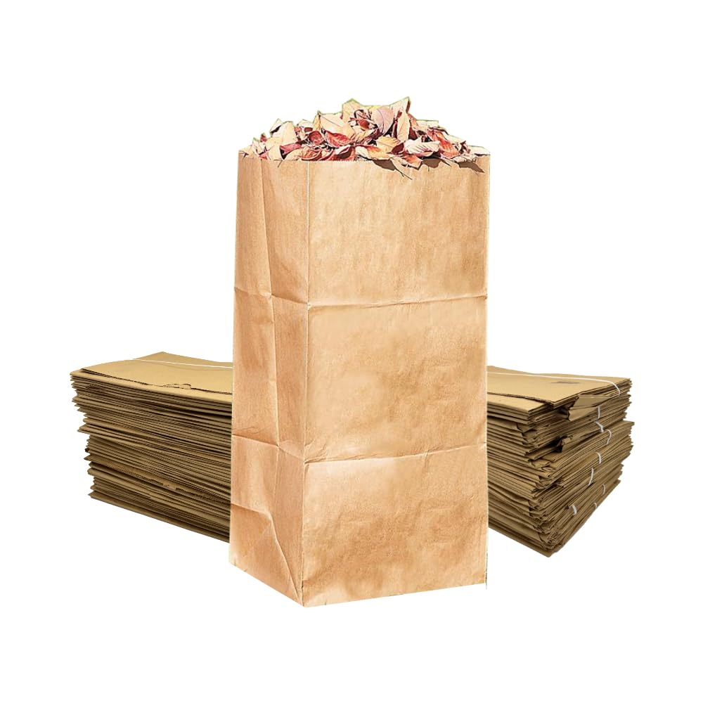 Rocky Mountain Goods Yard Waste Bags - Large 30 Gallon Brown Paper Leaf Bags for Yard/Garden - Environmental Friendly Lawn Bags - Tear Resistant Refuse Yard Bags - Heavy Duty 2 Ply Self Standing (5)