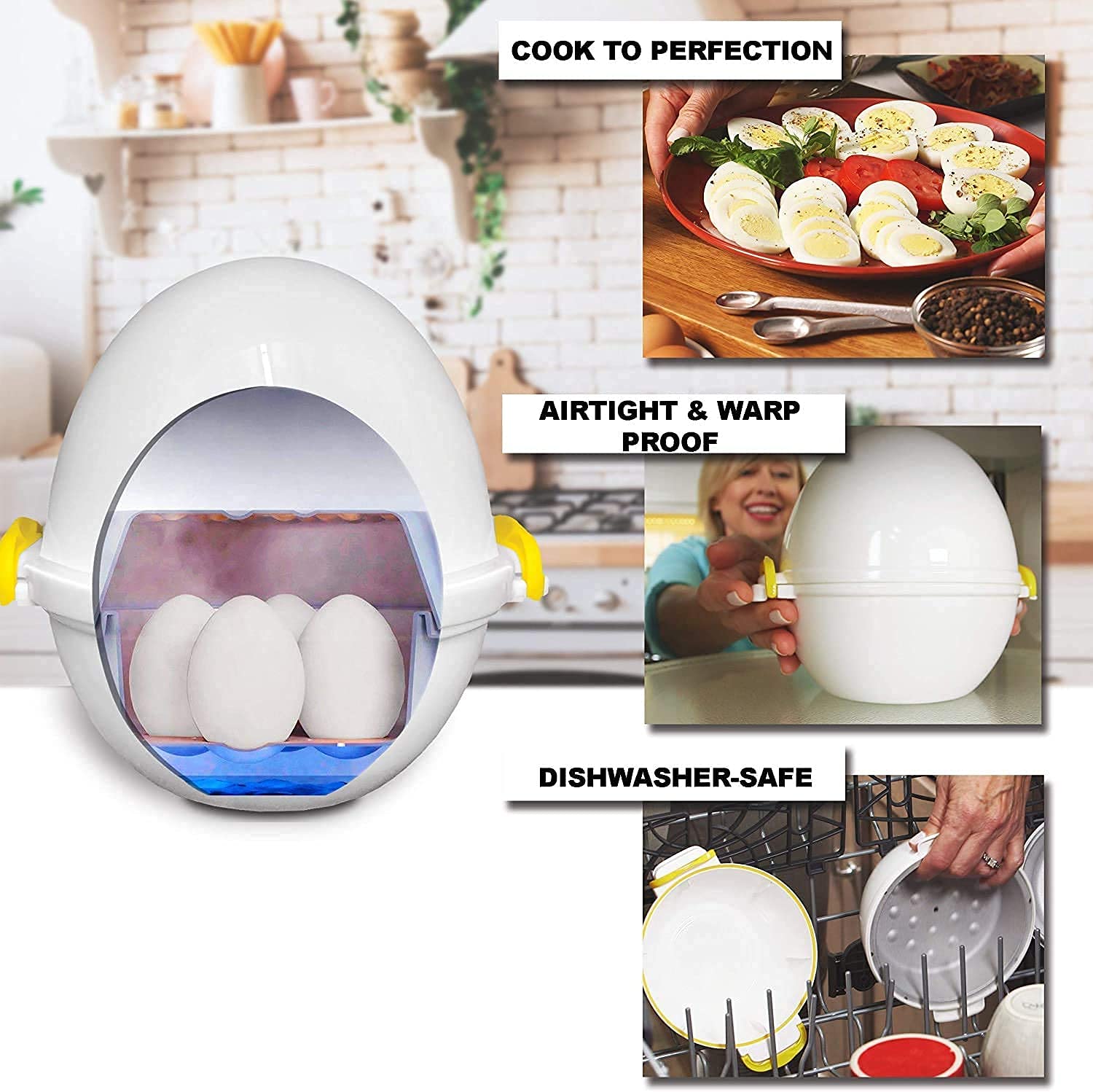 EGG POD by Emson Microwave Hardboiled Egg Maker, Cooker, Boiler & Steamer, 4 Perfectly-Cooked Hard boiled Eggs in Under 9 minutes, Dishwasher Safe, Airtight and Warp Proof As Seen On TV Set of 2…