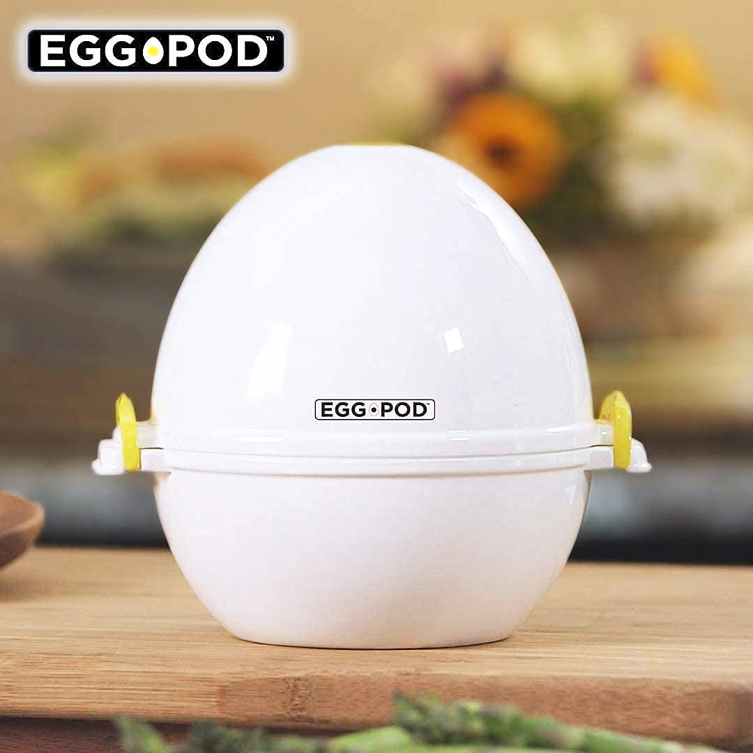 EGG POD by Emson Microwave Hardboiled Egg Maker, Cooker, Boiler & Steamer, 4 Perfectly-Cooked Hard boiled Eggs in Under 9 minutes, Dishwasher Safe, Airtight and Warp Proof As Seen On TV Set of 2…