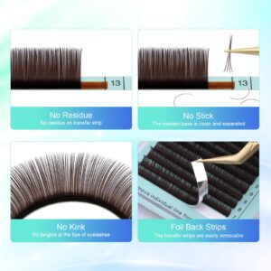 NAGARAKU Eyelash Extensions Dark Brown Color 0.07mm C curl 7-15mm Mix Tray Individual Lashes Classic Faux Mink Volume 20 rows Soft Light