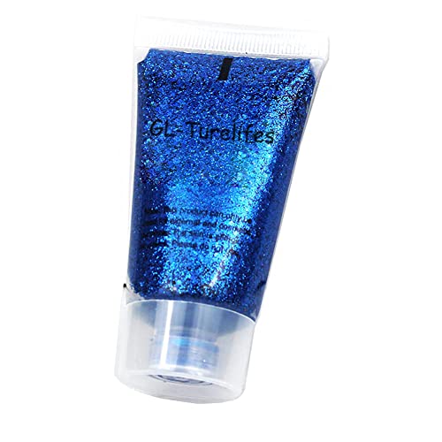 GL-Turelifes 30ml Sequins Chunky Glitter Liquid Eyeshadow Glitter Body Gel Festival Glitter Cosmetic Face Hair Nails Makeup Long Lasting Sparkling Easy to Apply, Easy to Remove (#05 Peacock Blue)