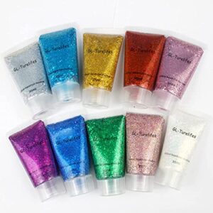 GL-Turelifes 30ml Sequins Chunky Glitter Liquid Eyeshadow Glitter Body Gel Festival Glitter Cosmetic Face Hair Nails Makeup Long Lasting Sparkling Easy to Apply, Easy to Remove (#05 Peacock Blue)