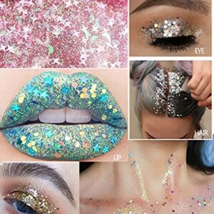 GL-Turelifes 30ml Sequins Chunky Glitter Liquid Eyeshadow Glitter Body Gel Festival Glitter Cosmetic Face Hair Nails Makeup Long Lasting Sparkling Easy to Apply, Easy to Remove (#05 Peacock Blue)