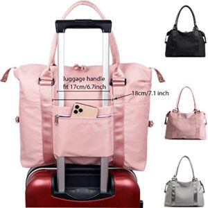 JSAHAH Women Travel Tote Bags Airplane Bag with Trolley Sleeve Carry On Bag Pink