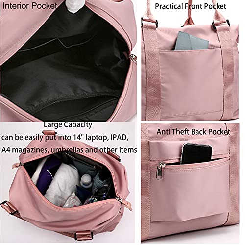 JSAHAH Women Travel Tote Bags Airplane Bag with Trolley Sleeve Carry On Bag Pink