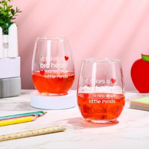 Patelai 2 Pieces Teacher Wine Glasses, Teacher Gifts for Women or Men, Thank You Gift Ideas 15 oz Wine Glass Appreciation Birthday Graduation Gifts for Teachers and Professors