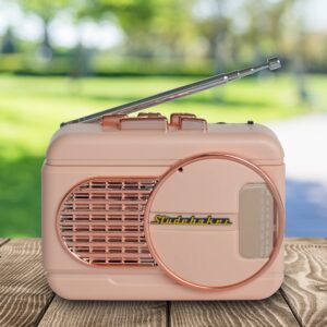 Studebaker Walkabout II Walkman Personal Stereo Cassette Player with AM/FM Radio and Built-in Speaker (Rose Gold)