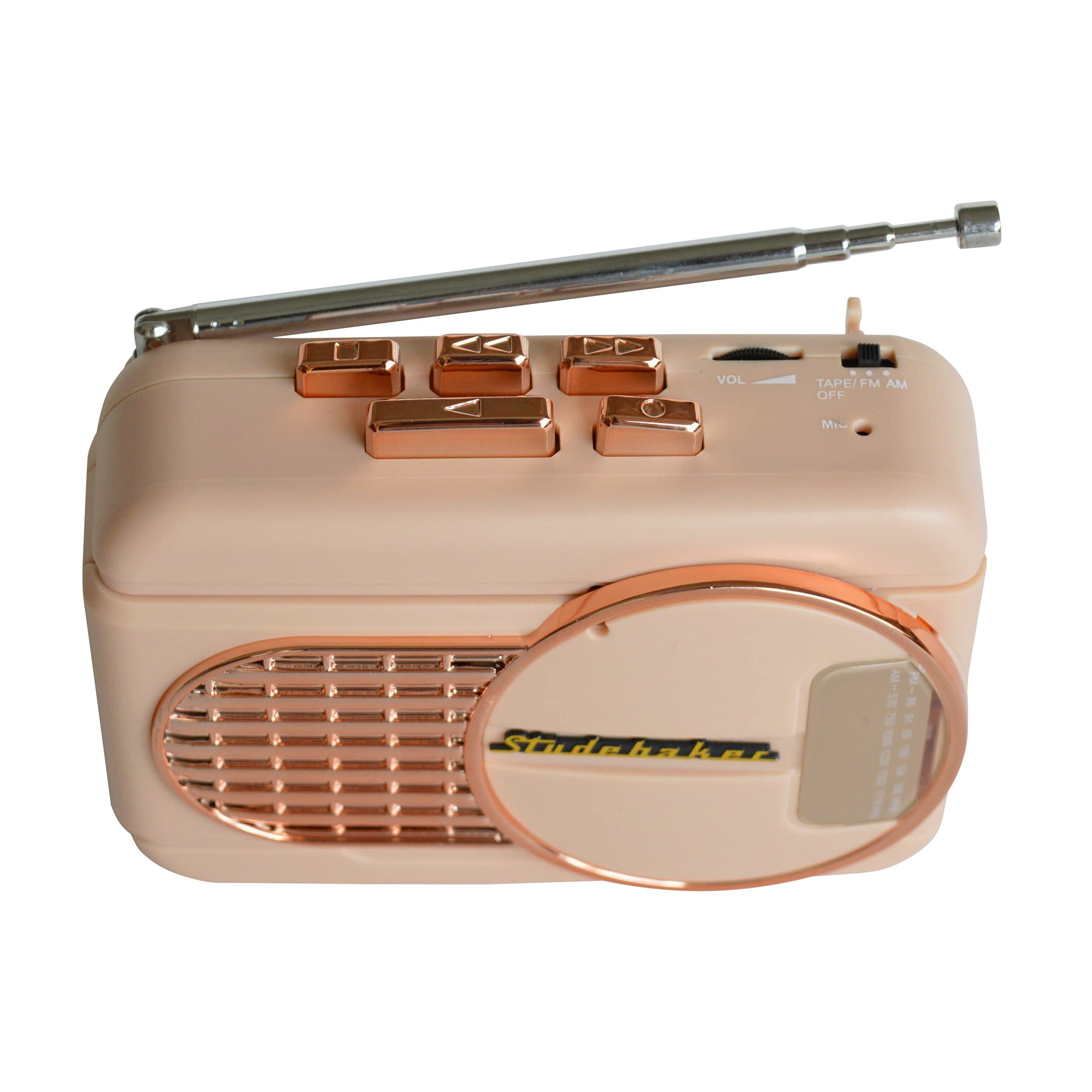 Studebaker Walkabout II Walkman Personal Stereo Cassette Player with AM/FM Radio and Built-in Speaker (Rose Gold)