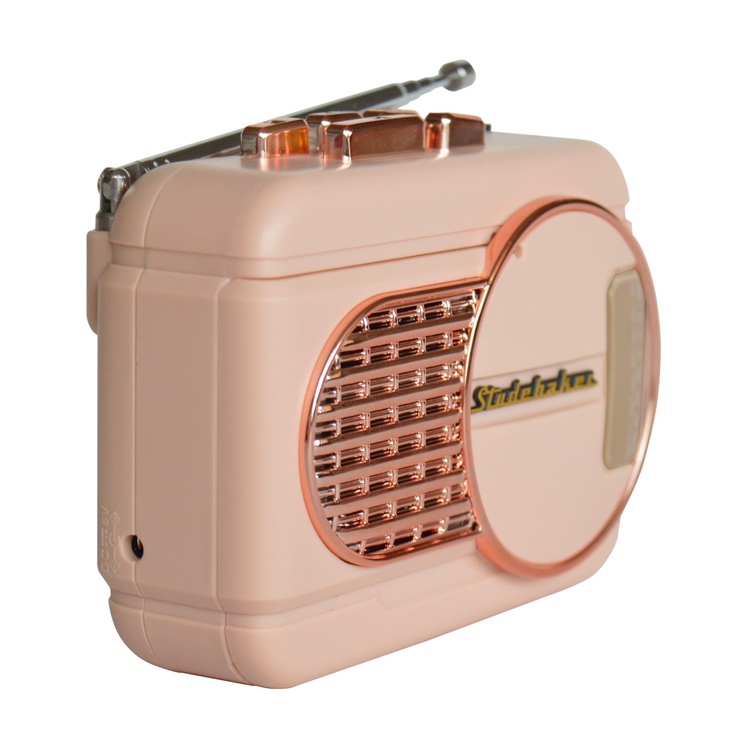 Studebaker Walkabout II Walkman Personal Stereo Cassette Player with AM/FM Radio and Built-in Speaker (Rose Gold)