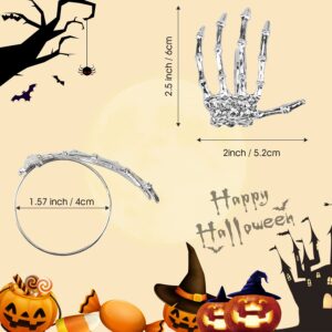 Halloween Napkin Rings Decoration 8 Pcs, Metal Rings Holders for Home Birthday Party Dinner Table Favors Supplies Halloween Bar Dinning Costume Decor (Silver Skeleton Claw)