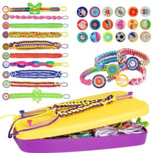 friendship bracelet making kit toys, ages 7 8 9 10 11 12 year old girls gifts ideas, birthday present for teen girl, arts and crafts string maker tool, bracelet diy, kids travel activity set