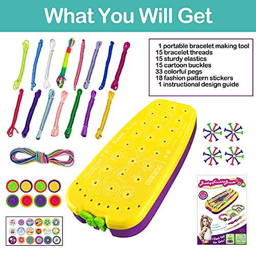 Friendship Bracelet Making Kit Toys, Ages 7 8 9 10 11 12 Year Old Girls Gifts Ideas, Birthday Present for Teen Girl, Arts and Crafts String Maker Tool, Bracelet DIY, Kids Travel Activity Set