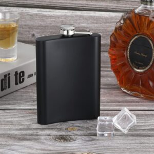 Hip Flasks for Liquor for Men Women 12 pcs Black 8OZ Hip Flask with Silver lid with 12 pcs Funnel for Wedding Party Groomsman Bridesmaid Birthdays Gift