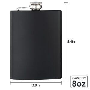 Hip Flasks for Liquor for Men Women 12 pcs Black 8OZ Hip Flask with Silver lid with 12 pcs Funnel for Wedding Party Groomsman Bridesmaid Birthdays Gift