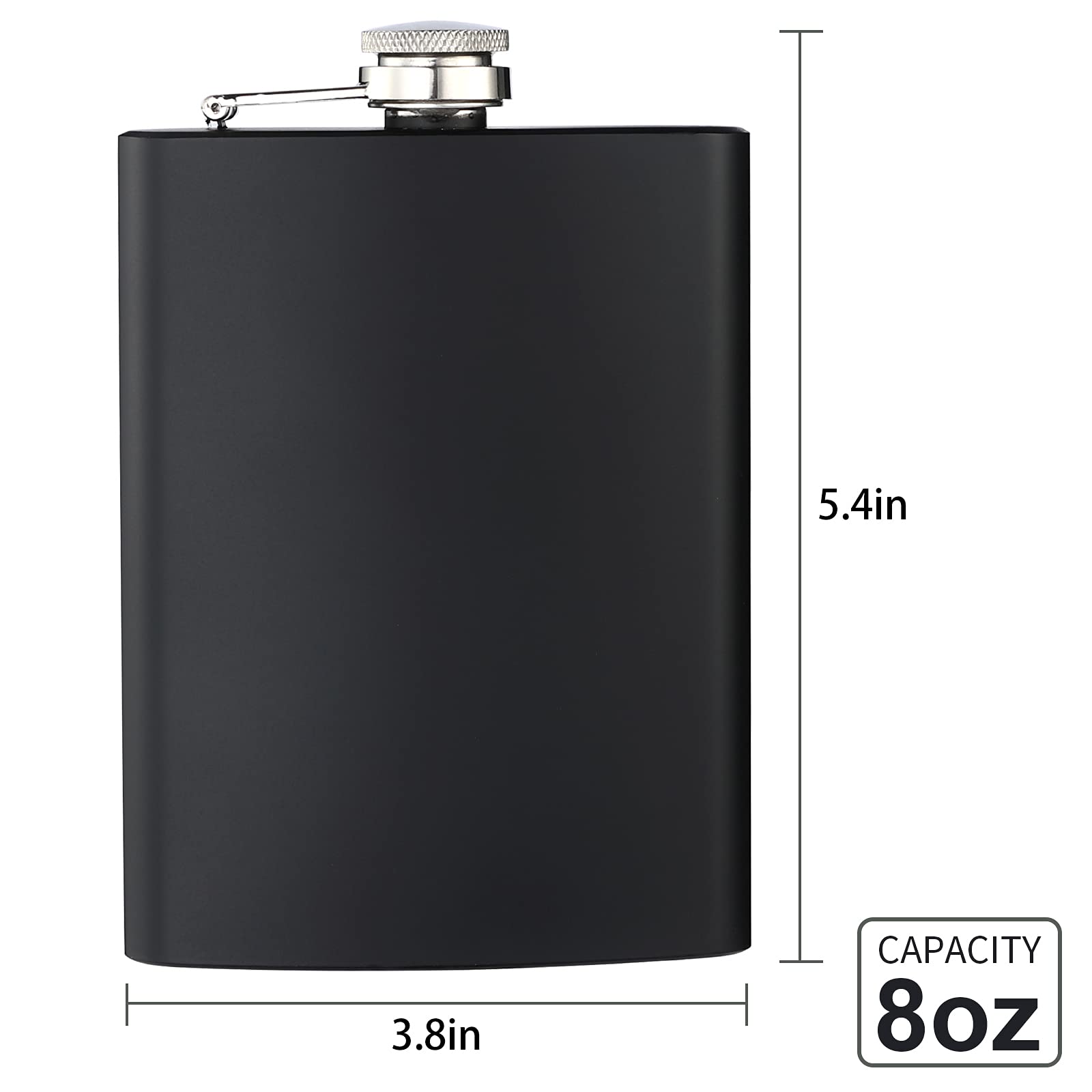 Hip Flasks for Liquor for Men Women 12 pcs Black 8OZ Hip Flask with Silver lid with 12 pcs Funnel for Wedding Party Groomsman Bridesmaid Birthdays Gift