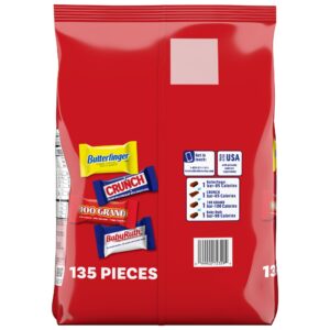 Butterfinger, CRUNCH, Baby Ruth and 100 Grand, Bulk 135 Pack, Assorted Minis Chocolate Candy Bars, 55.3 oz