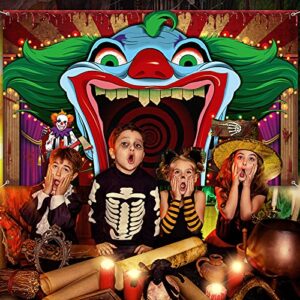 Halloween Clown Decorations Scary Carnival Backdrop Halloween Clown Banner Creepy Clown Background Photography for Horror Circus Carnival Halloween Party Decor Supplies Scary Evil Vampire (Creepy)