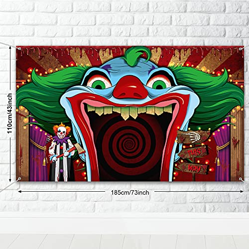 Halloween Clown Decorations Scary Carnival Backdrop Halloween Clown Banner Creepy Clown Background Photography for Horror Circus Carnival Halloween Party Decor Supplies Scary Evil Vampire (Creepy)