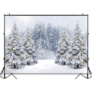 Avezano Winter Scene Backdrop Wonderland Snowflake Photography Background Bokeh Glitter White Snow Forest Christmas Party Holiday Photo Backdrop Photoshoot Studio Props (10x7ft)