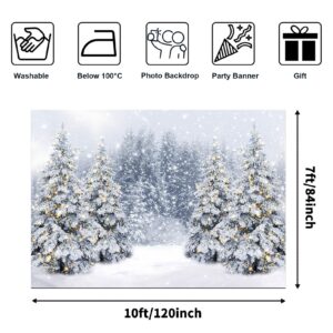 Avezano Winter Scene Backdrop Wonderland Snowflake Photography Background Bokeh Glitter White Snow Forest Christmas Party Holiday Photo Backdrop Photoshoot Studio Props (10x7ft)