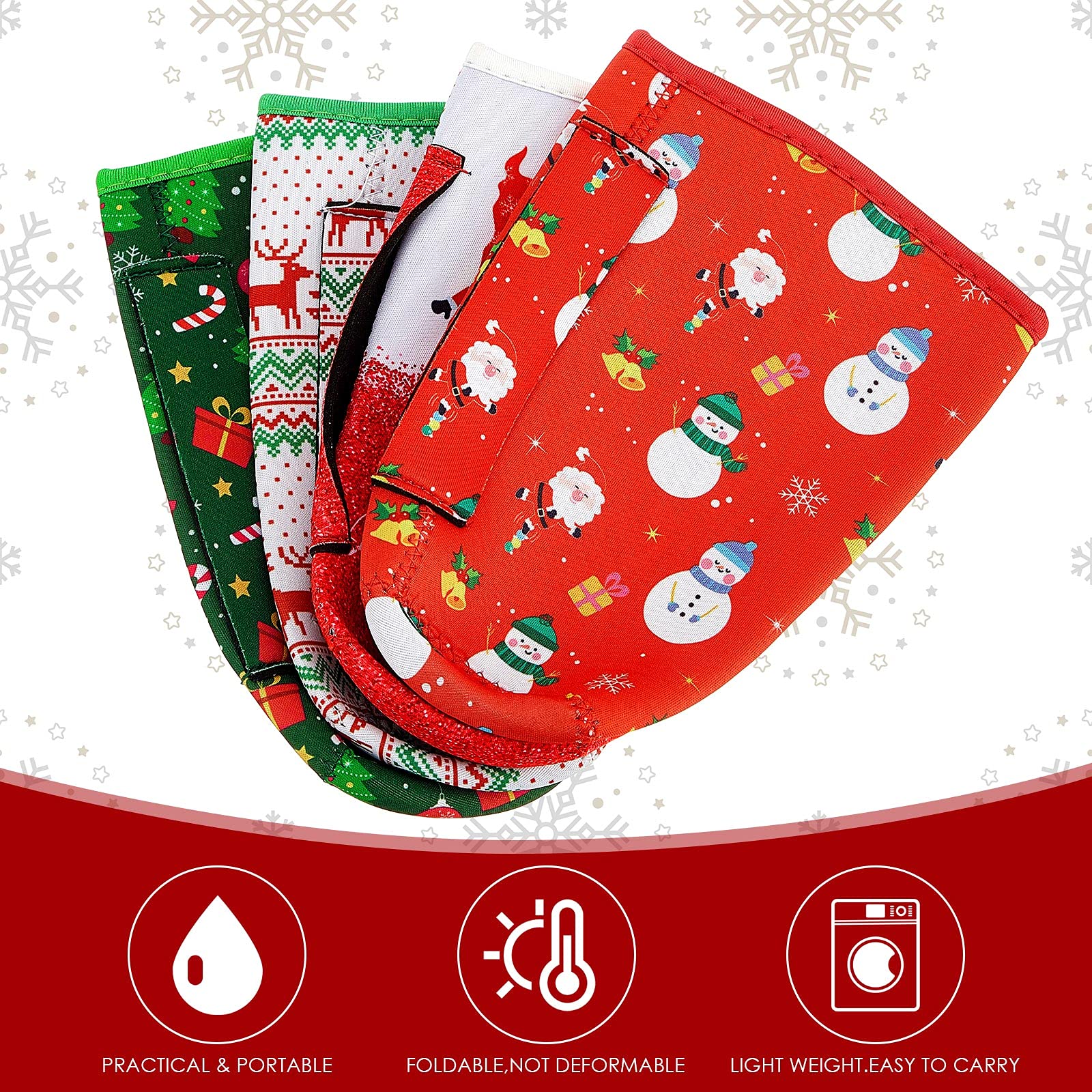 6 Pieces Reusable Iced Coffee Cup Sleeves Neoprene Sleeves Insulated Cup Cover Xmas Coffee Cup Sleeves Coffee Cup Covers for 30oz Coffee Beverage Milk Cold Hot Drinks (Snowman)