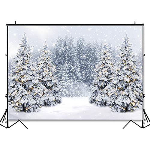 Avezano Winter Scene Backdrop Wonderland Snowflake Photography Background Bokeh Glitter White Snow Forest Christmas Party Holiday Photo Backdrop Photoshoot Studio Props (7x5ft)