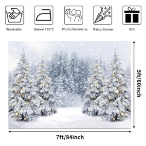 Avezano Winter Scene Backdrop Wonderland Snowflake Photography Background Bokeh Glitter White Snow Forest Christmas Party Holiday Photo Backdrop Photoshoot Studio Props (7x5ft)