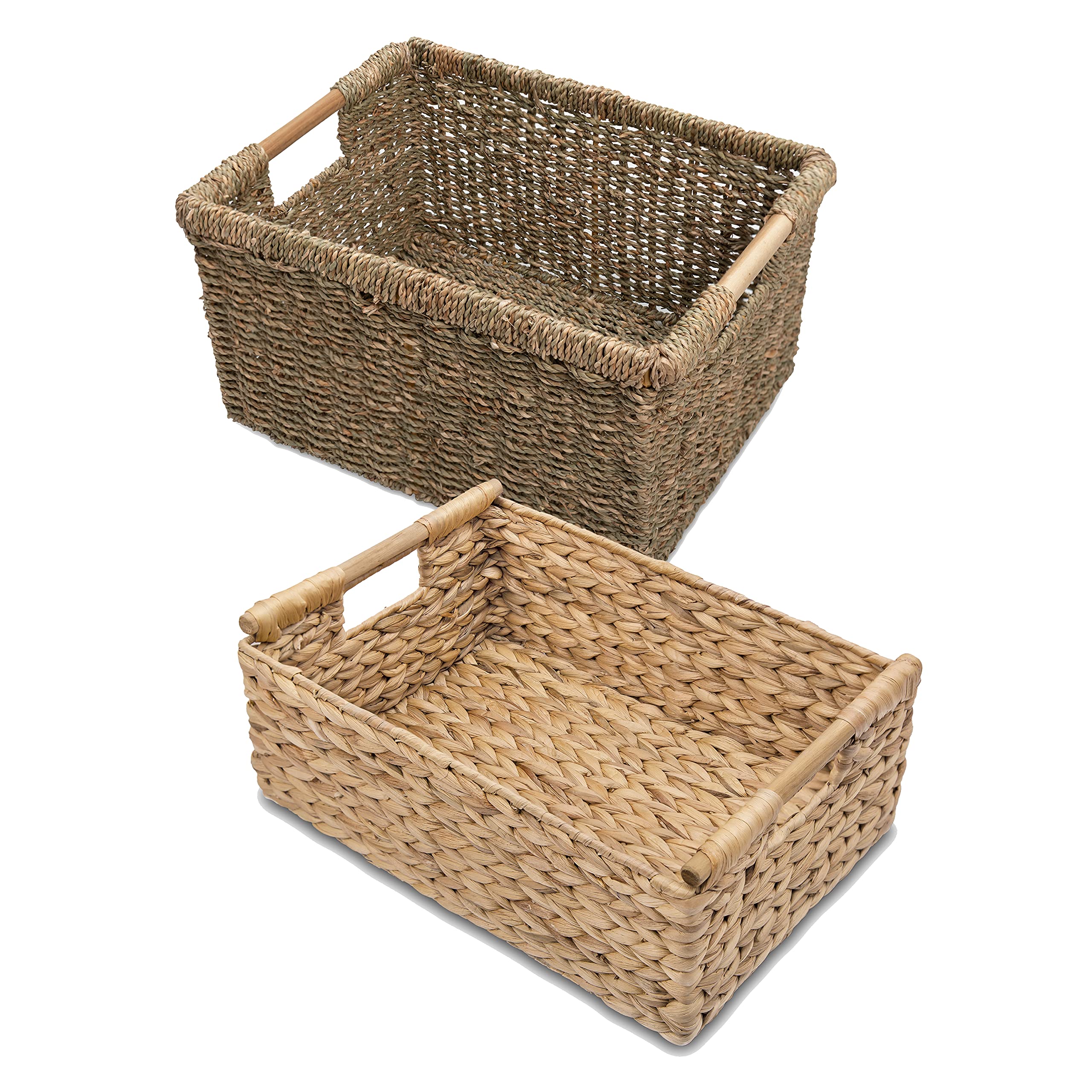 Seagrass And Wicker Hyacinth Basket Storage, Natural Baskets for Organizing, Wicker Baskets for Storage