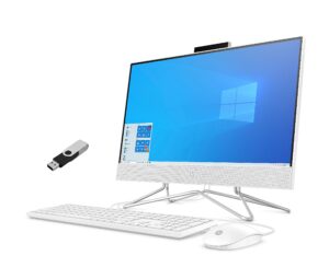 2021 newest hp 22-inch fhd all-in-one desktop computer - dual-core amd athlon silver 3050u 16gb ddr4 ram-256gb ssd dvd-rw wifi bluetooth windows 10 pro snow white w/ 32gb usb drive, hp-22-dd00