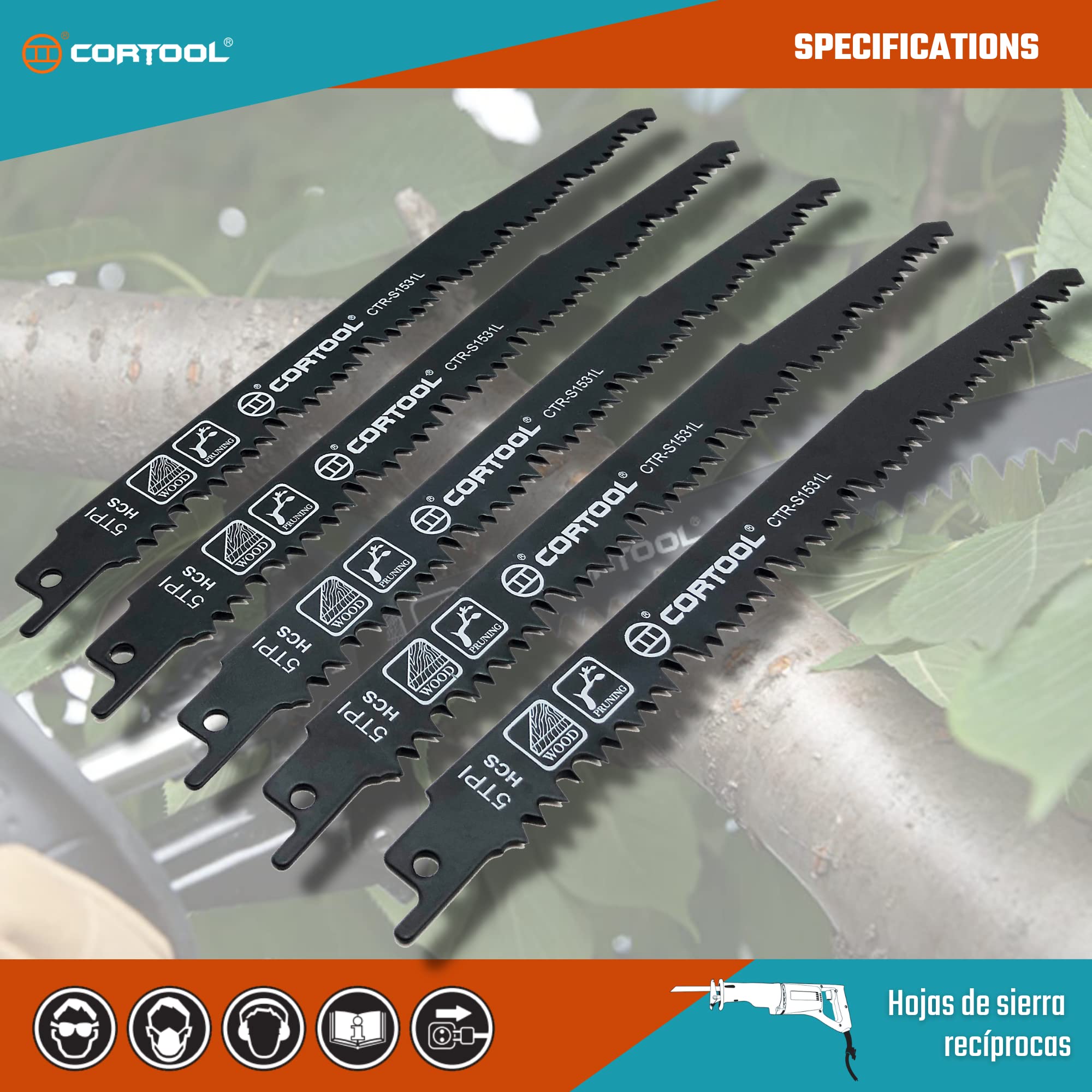 Reciprocating Saw Blades for Wood Pruning 5TPI Sawzall Pruning Blades 9 Inch Wood Cutting Blades for Reciprocating/Sawzall Saws/Sabre Saws - 5 Pack