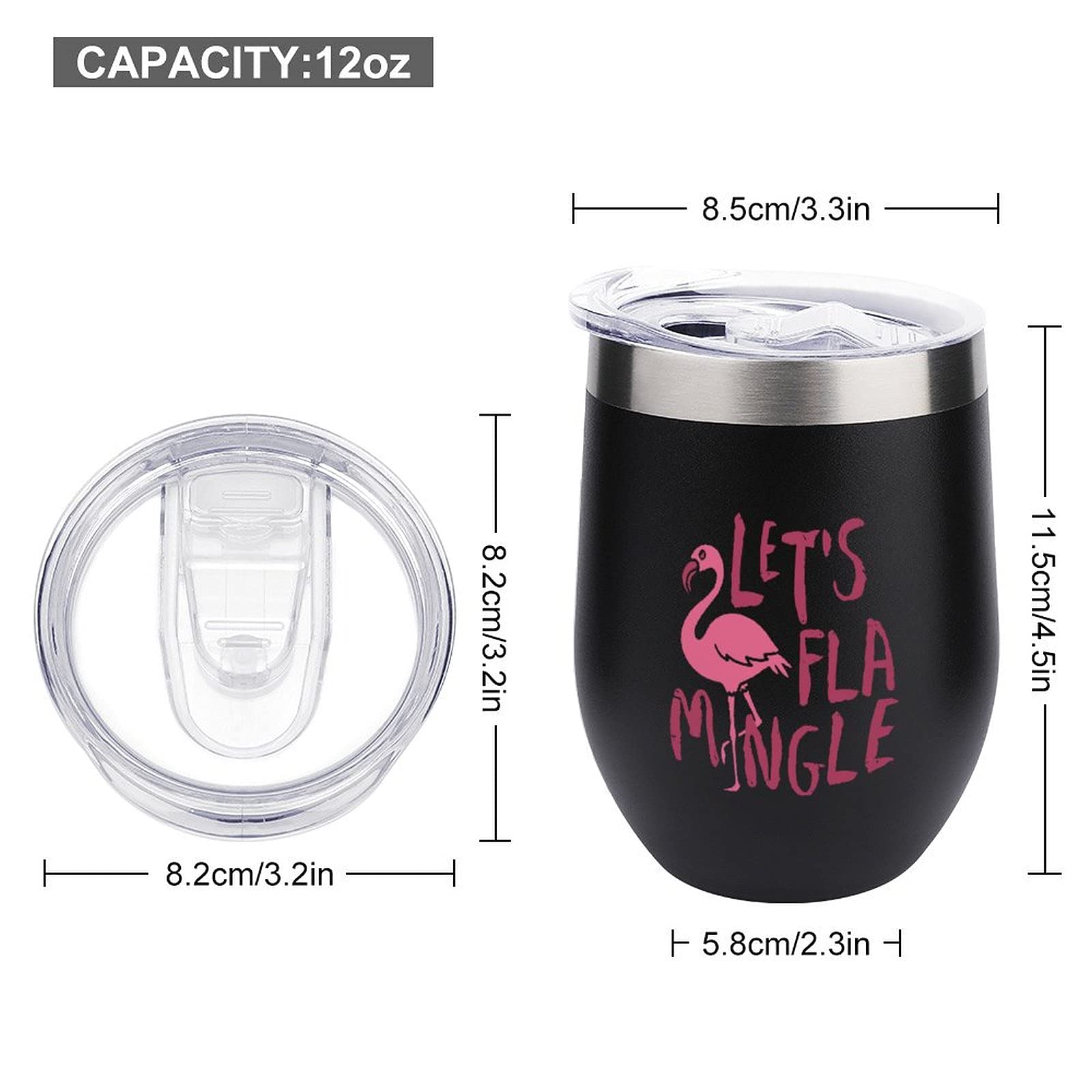 Pink Flamingo Let's Flamingle Wine Tumbler with Sliding Lid Stemless Stainless Steel Insulated Cup Outdoor Camping Mug black-style1