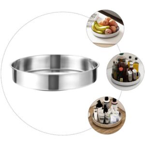 Cabilock Turntable Kitchen Storage Organizer Multifunctional Stainless Steel Organizer for Can or Seasonings (L)